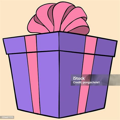 귀여운 선물 상자와 뚜껑 Pom Pom 활 채워진 개요 낙서 인간이 만들었습니다 Ai에 의해 생성되지 않습니다 기념일에 대한 스톡 벡터 아트 및 기타 이미지 Istock