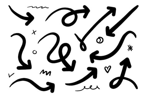 Conjunto de flechas dibujadas a mano doodle ilustración vectorial