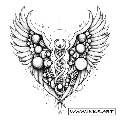 Tattoo Design Scientific Symbols As Angel Wings Style Sketch