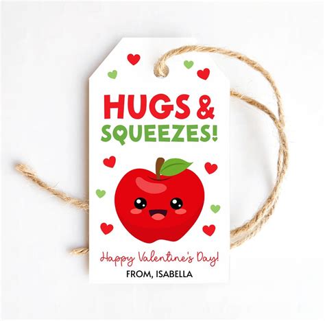 Hugs And Squeezes Valentine Tag Printable Valentines Day Applesauce