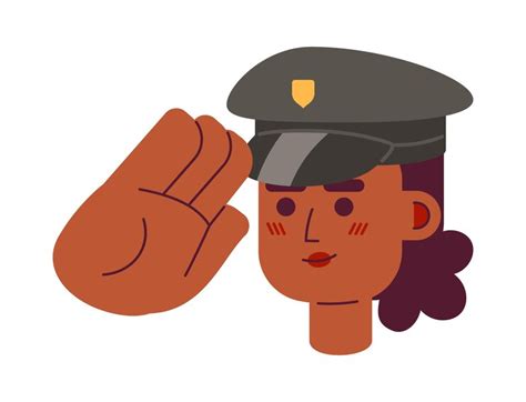 아프리카계 미국인 여성 경찰관이 2d ⁇ 터 아바타 일러스트레이션 흑인 여성 경찰 만화 캐릭터 얼굴 초상화 공무원 평평한 색상