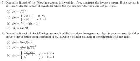 Solved 5 Determine If Each Of The Following Systems Is
