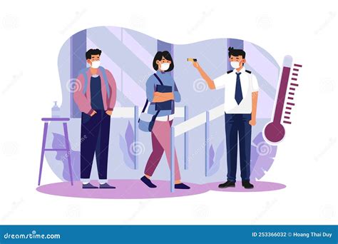 School Security Temperature Check Illustration Concept On White