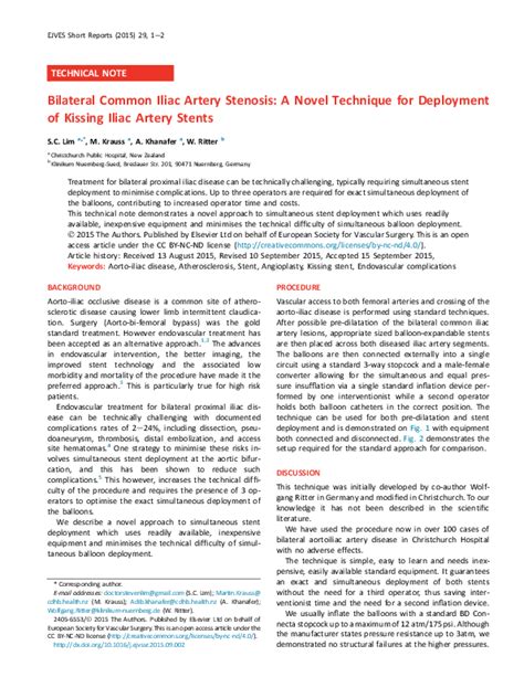 Pdf Bilateral Common Iliac Artery Stenosis A Novel Technique For