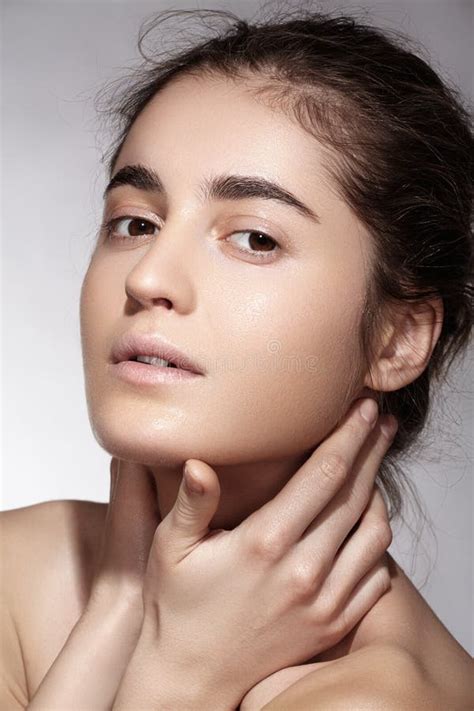Spa Wellness And Care Beautiful Brunette Woman Model With Clean Skin
