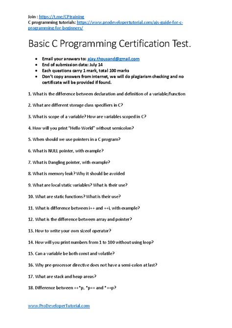 C Lang Free Certification C Programming Tutorials