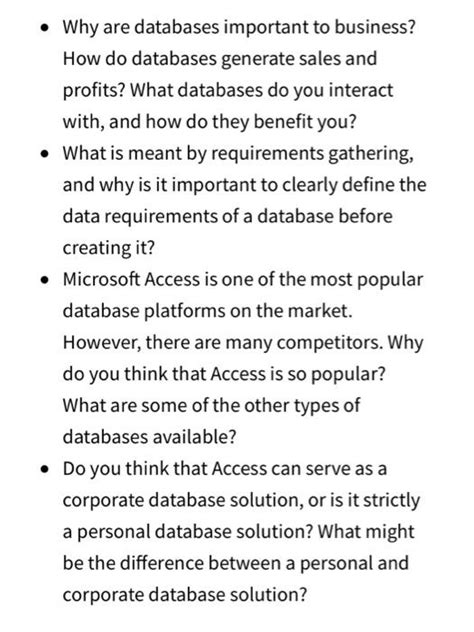 Solved • Why Are Databases Important To Business How Do