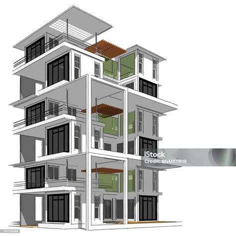 3d 일러스트레이션 아키텍처 건물 원근 선 스케치에 대한 스톡 사진 및 기타 이미지 스케치 집 0명 Istock