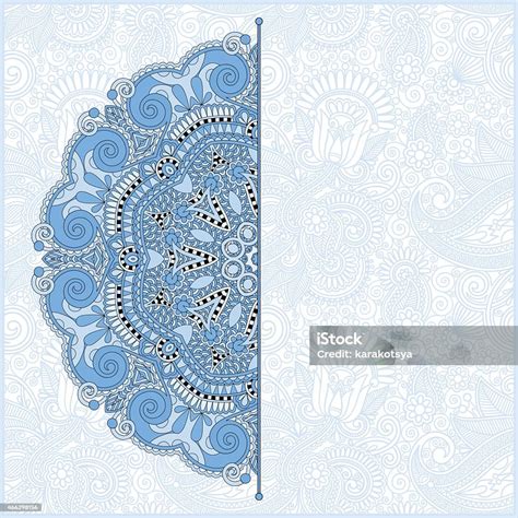 Warna Biru Pola Bulat Bunga Ilustrasi Stok Unduh Gambar Sekarang