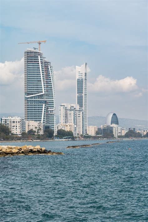 Limassol Cyprus View Over The Sea With High Rise Buildings In The