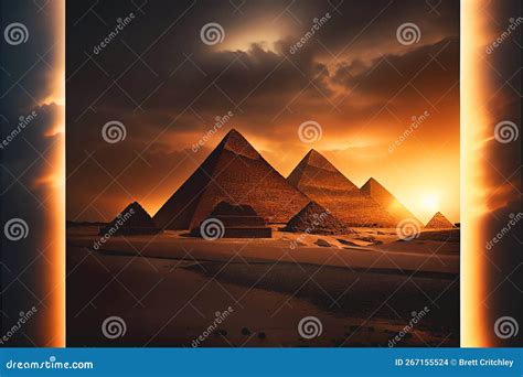 Egyptians Pyramids Landscape Silhouette Cartoon Vector Cartoondealer