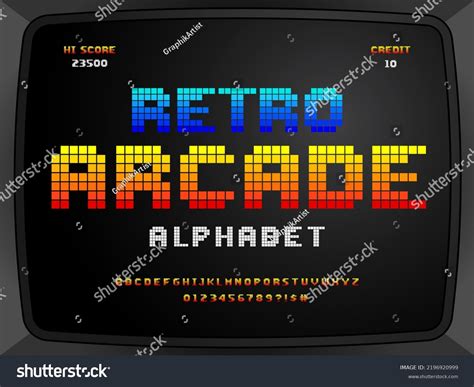 Pixel Style Font Uppercase Numbers Symbol Stock Vector Royalty Free 2196920999 Shutterstock