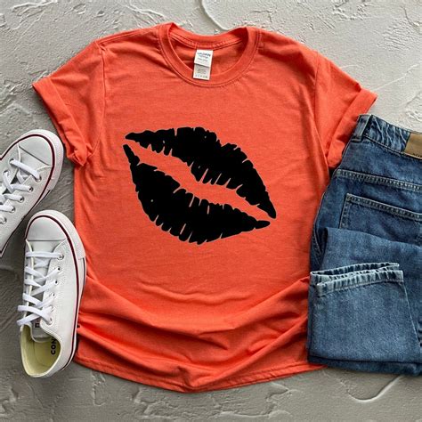 Lip Kiss Shirt Lips For Women Kisses Women T Shirt Kiss Etsy