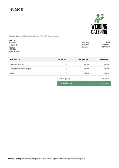 Catering Invoice Sample Template Template Samples