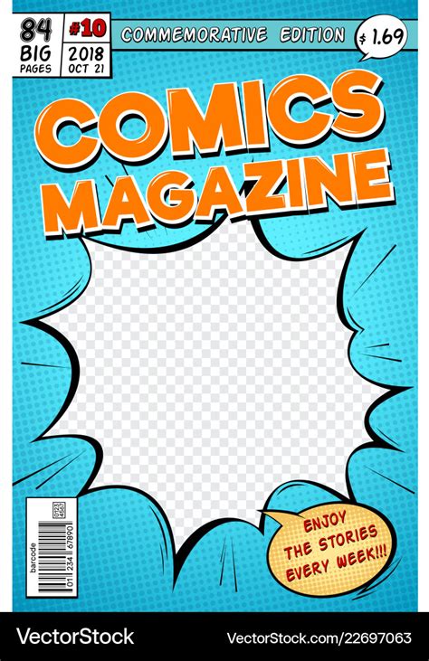Comic book cover retro cartoon comics magazine Vector Image