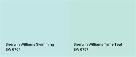 Sherwin Williams Swimming Vs Sherwin Williams Tame Teal Comparison