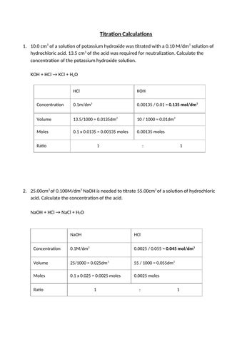 Aqa Gcse Chemistry 9 1 C4 8 Titration Calculations Full Lesson Teaching Resources