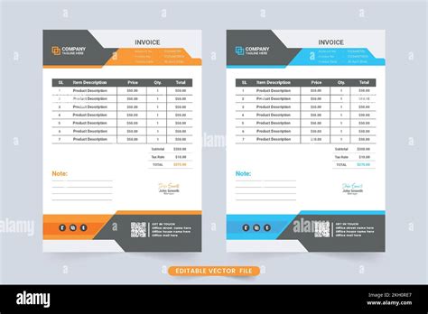 Print Ready Business Invoice Decoration With Abstract Shapes Modern