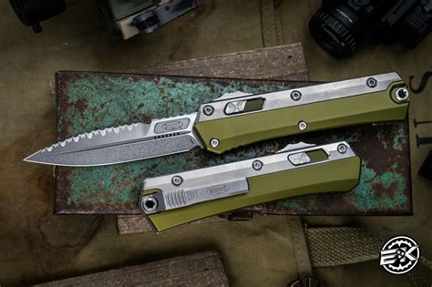 Microtech Glykon Otf Automatic Knife Aluminum Titanium Od Green 3 75