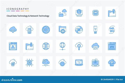 25 Cloud Data Technology And Network Technology Blue Icon Pack Stock Vector Illustration Of
