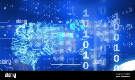 Composition Du Codage Binaire Sur La Carte électronique De Lordinateur Et La Carte Du Monde