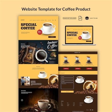 Premium Psd Psd Coffee Shop Web Page Design Template