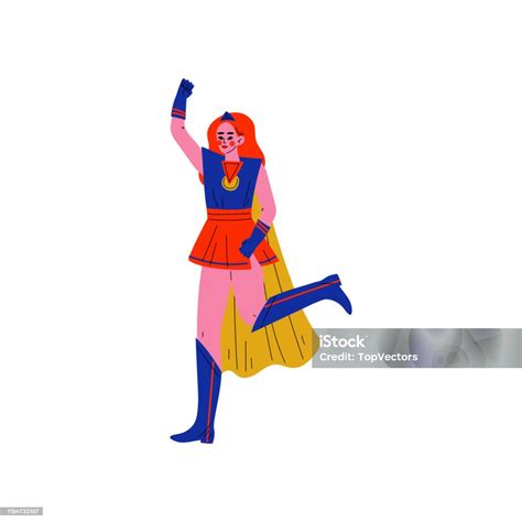 소녀 밝은 슈퍼 히어로 복장 여성 영웅 성격 벡터 일러스트 개념에 대한 스톡 벡터 아트 및 기타 이미지 개념 구조 권위 Istock