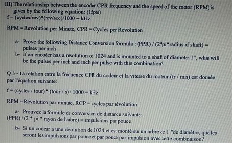 Solved III The Relationship Between The Encoder CPR Chegg
