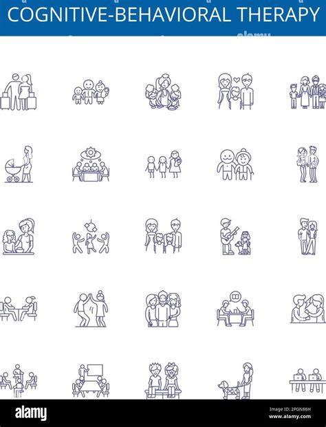 Cognitive Behavioral Therapy Line Icons Signs Set Design Collection Of