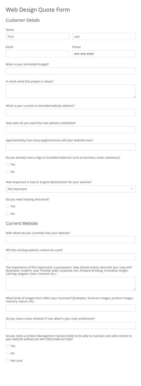 Business Requirements Questionnaire Template PARAHYENA
