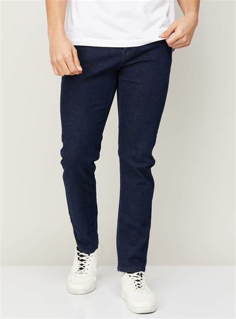 Dark Blue Skinny Fit Dark Jeans For Men Yoya