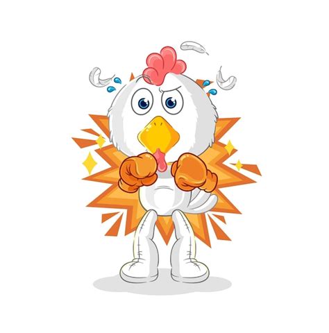 Vetor De Mascote De Desenho Animado De Personagem De Boxer De Frango
