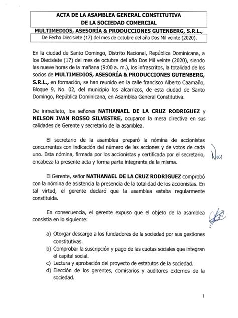 Acta De Asamblea General Constitutiva