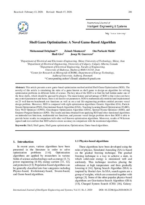Shell Game Optimization A Novel Game Based Algorithm