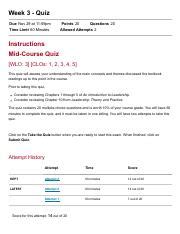 Week Quiz MGT Leadership For Organizations Pdf Week Quiz Due Nov At Pm