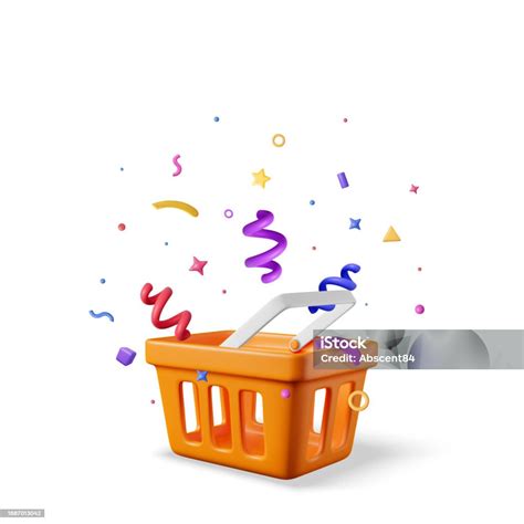색종이 3d 오렌지 플라스틱 쇼핑 바구니 3차원 형태에 대한 스톡 벡터 아트 및 기타 이미지 3차원 형태 쇼핑 슈퍼마켓 Istock