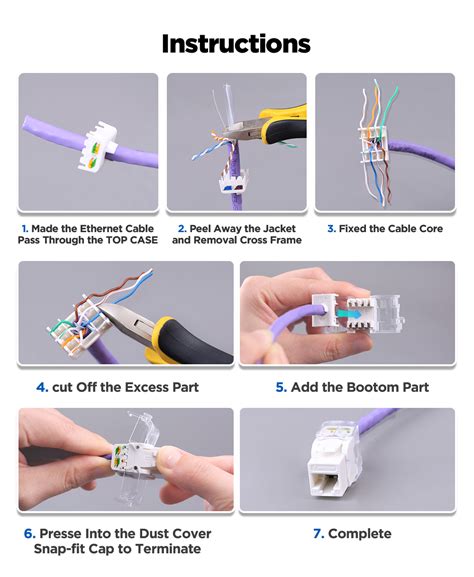 Ampcom Rj45 Keystone Jack Cat6 Rj45 Utp Keystone Module Adapter No Punch Down Tool Required
