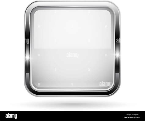 White Button 3d Square Glass Icon Stock Vector Image And Art Alamy
