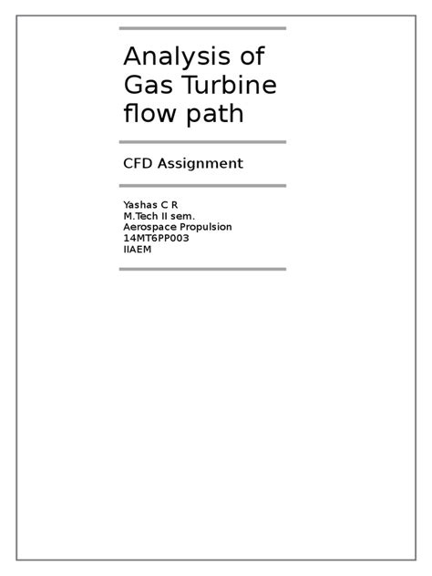 Analysis Of Gas Flow Path In A Gas Turbine Pdf Nonlinear System Gases