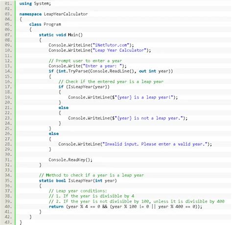 Leap Year Calculator In C INetTutor