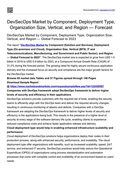 Ppt Devsecops Market By Component Deployment Type Organization Size