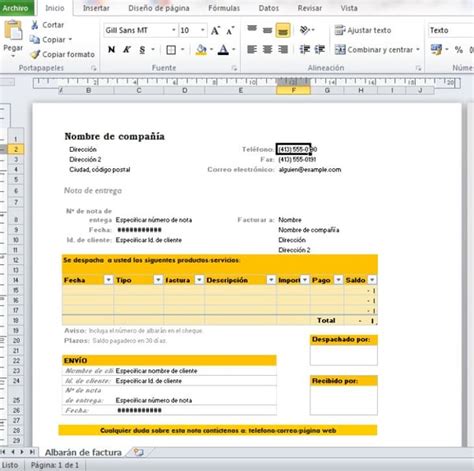 Modelo De Nota De Entrega De Mercancia En Excel Financial Report Porn