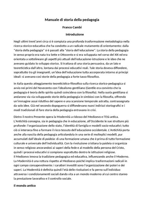 Manuale Di Pedagogia Fcambi Docsity