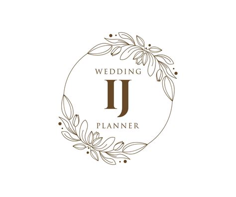 Ij Initials Letter Wedding Monogram Logos Collection Hand Drawn Modern