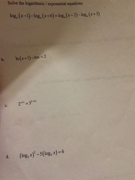 Solved Solve The Logarithmic Exponential Equations Chegg