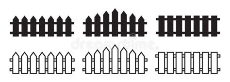 Fence Design Variations In Black And White Styles Stock Vector