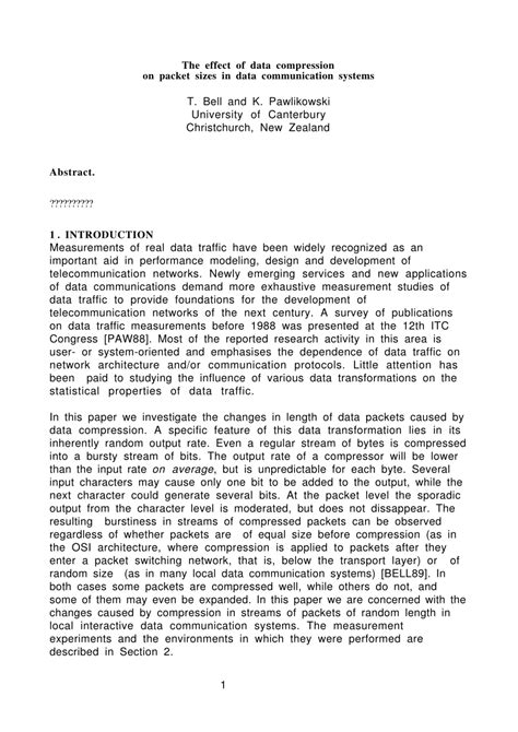 Pdf The Effect Of Data Compression On Packet Sizes In Data