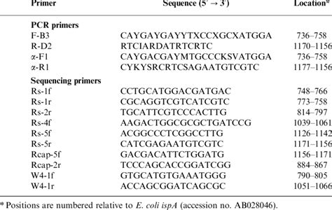 Primer Sequences Used For Pcr And Sequencing The Entire Fpp Synthase