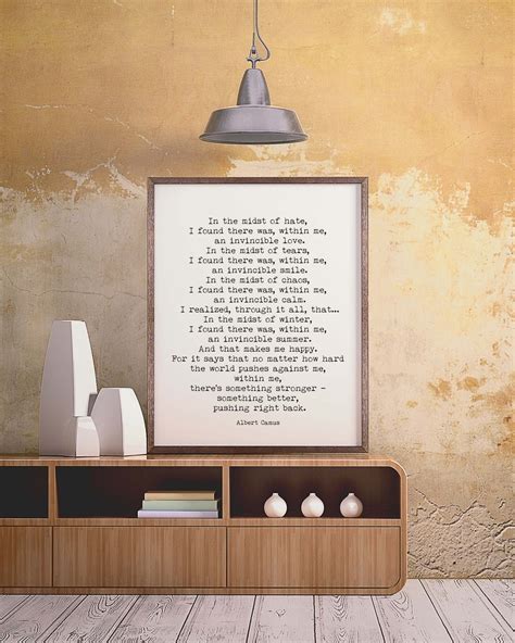 Albert Camus Invincible Summer Black And White Art Inspirational Artwork