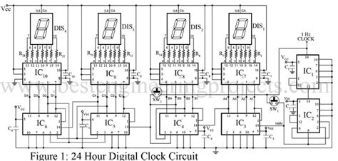 24 hour digital clock and timer circuit engineering projects digital clocks digital clock